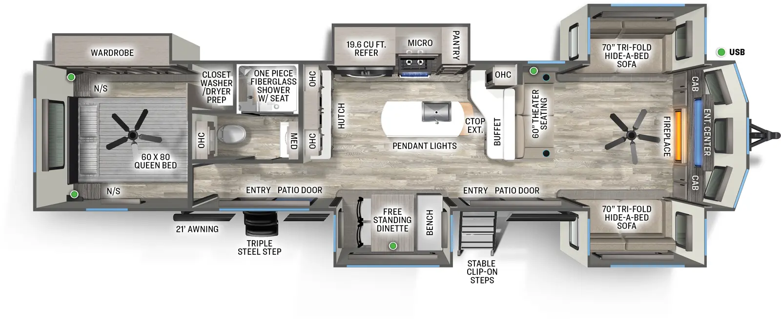 Sandpiper Destination Floorplans - Forest River RV
