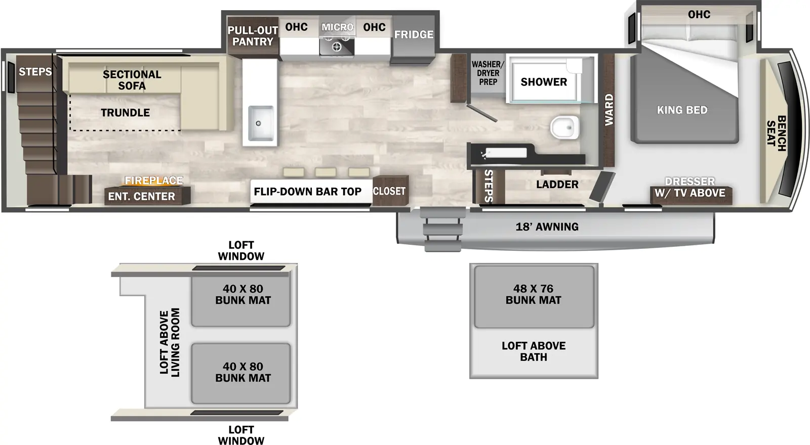 2026 Cedar Creek Cottage Fifth Wheels 41FWC Floorplan - Forest River RV
