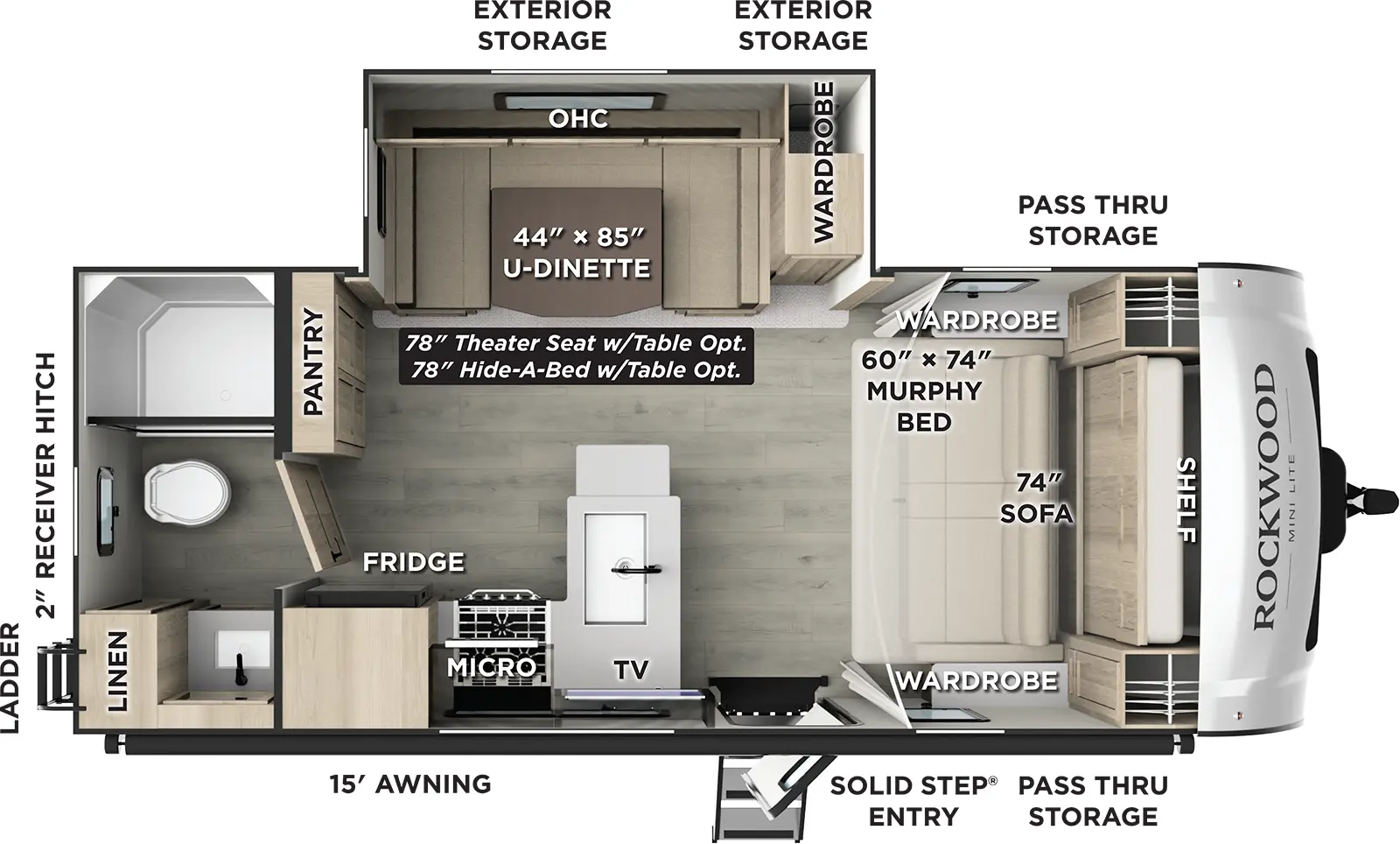 2026 Rockwood Mini Lite 2214S Floorplan - Forest River RV