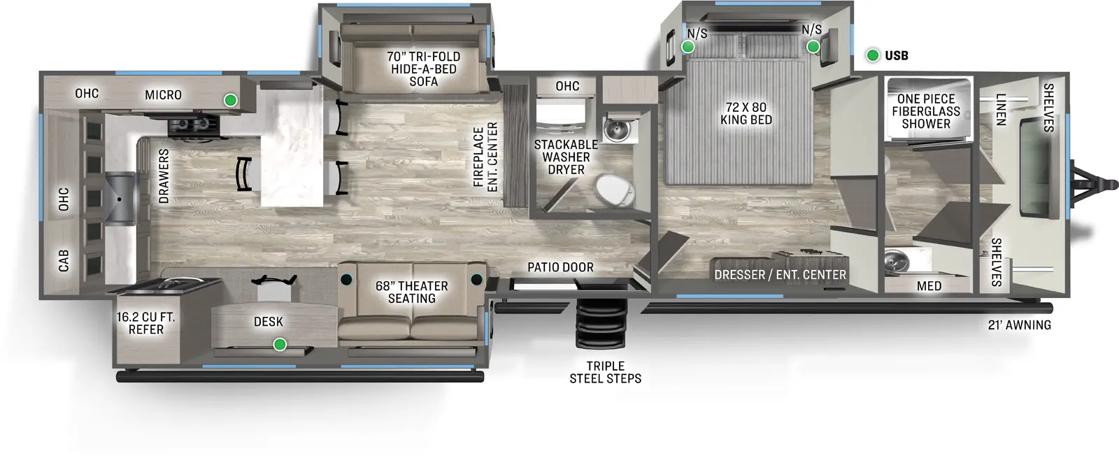 Sandpiper 396RKLR | Sandpiper Floorplan - Forest River RV