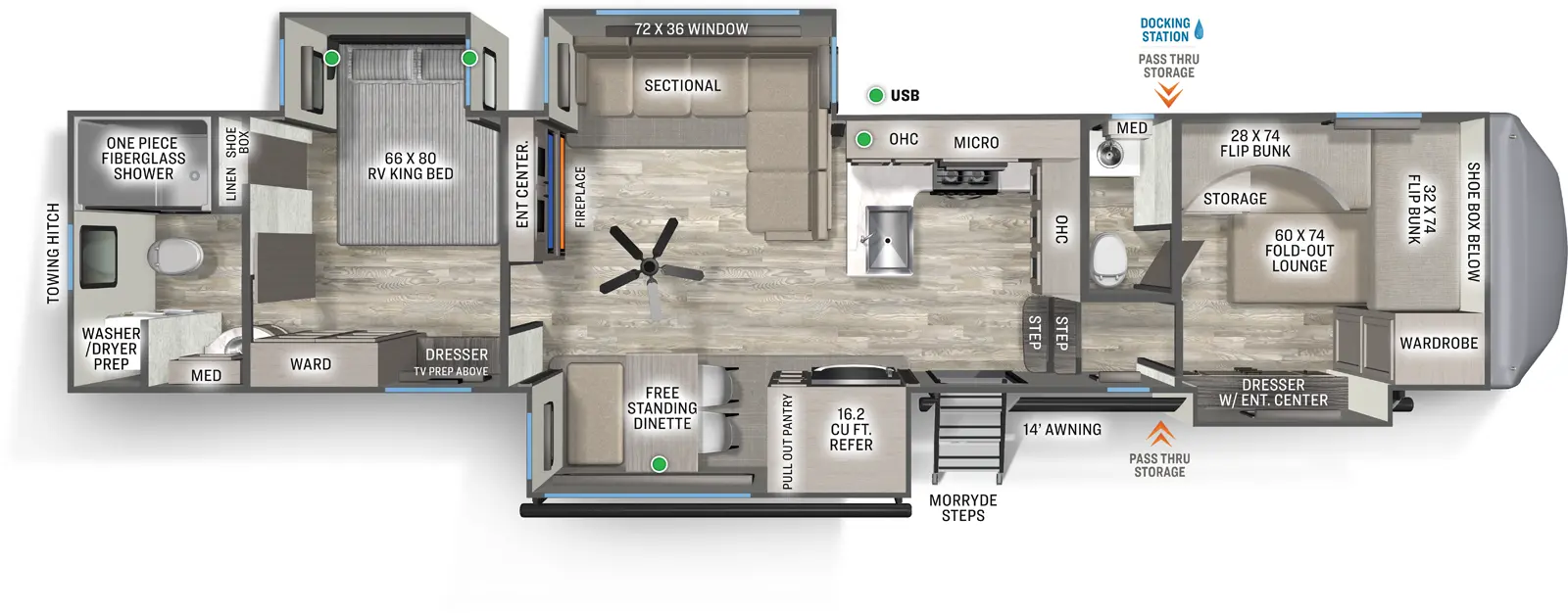 2026 Sandpiper Fifth Wheels 3710HBFB Floorplan - Forest River RV
