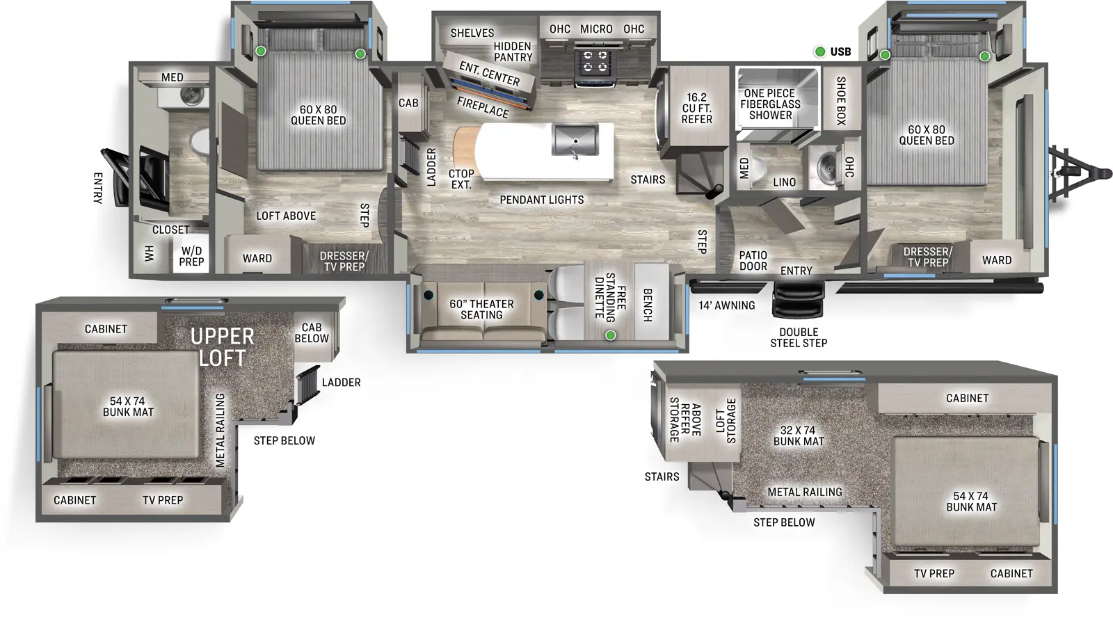 2026 Sierra Destination 41DUPLEX Floorplan - Forest River RV