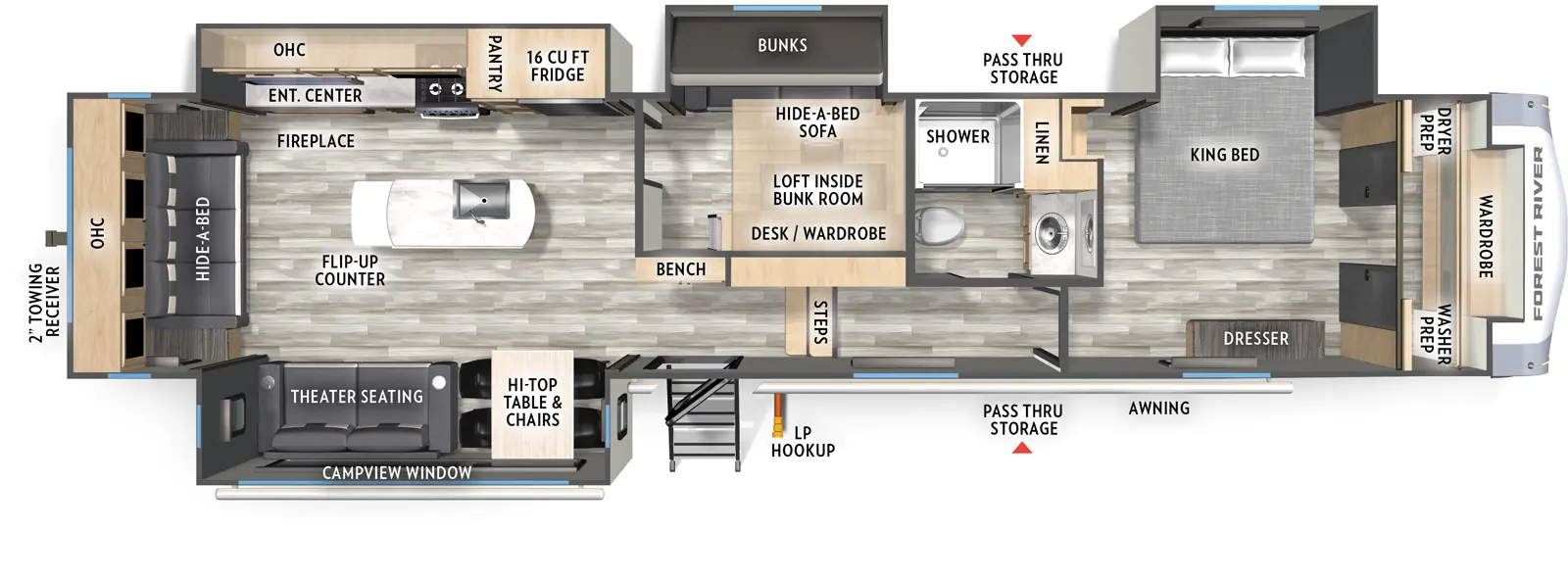 Wildcat 36MB | Wildcat Floorplan - Forest River RV