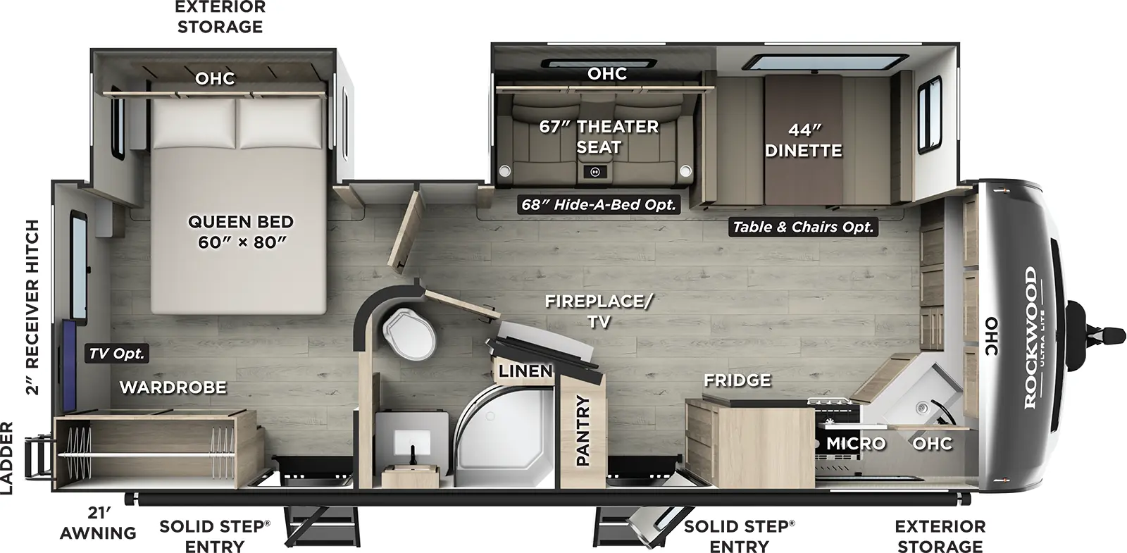 2026 Rockwood Ultra Lite Travel Trailers 2608BS Floorplan - Forest River RV