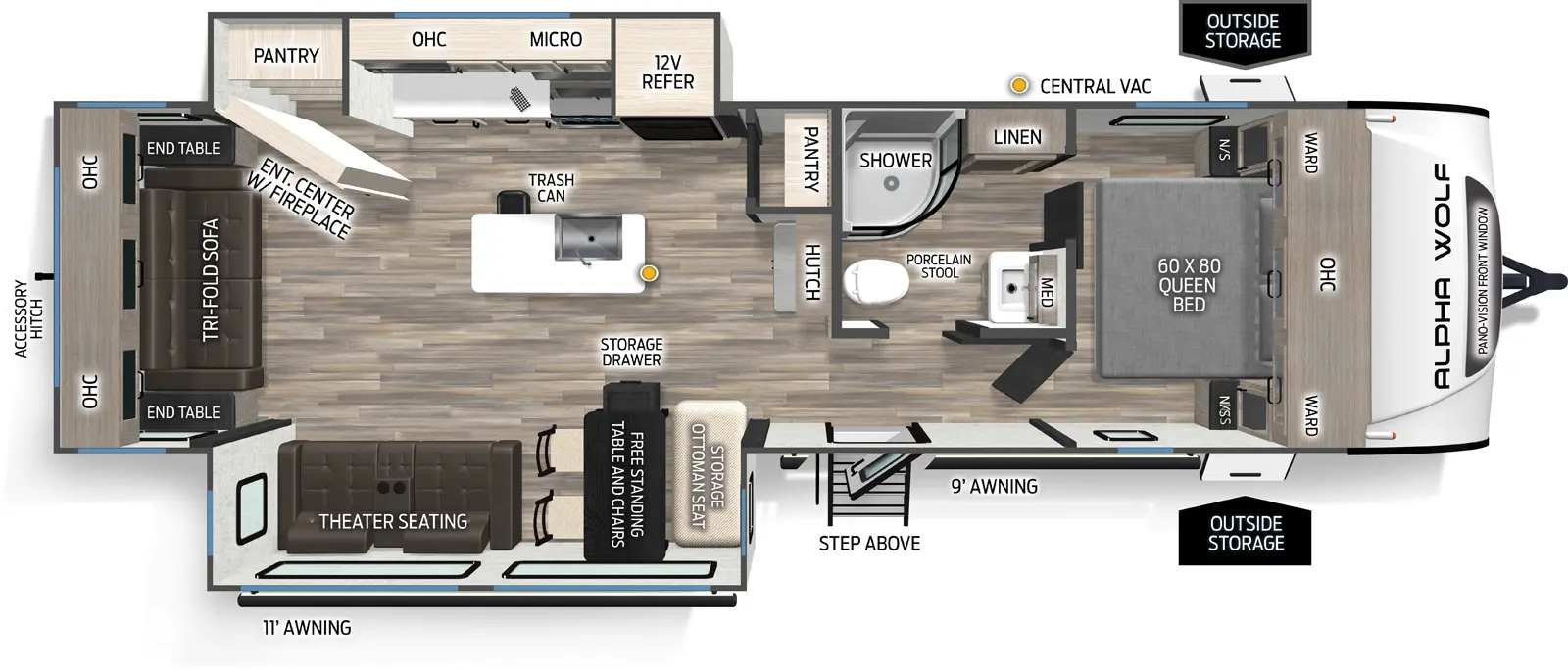 2026 Alpha Wolf 26RL Floorplan - Forest River RV