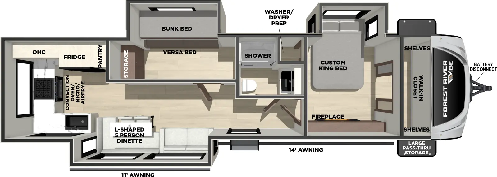 2026 Vibe 3400SB Floorplan - Forest River RV