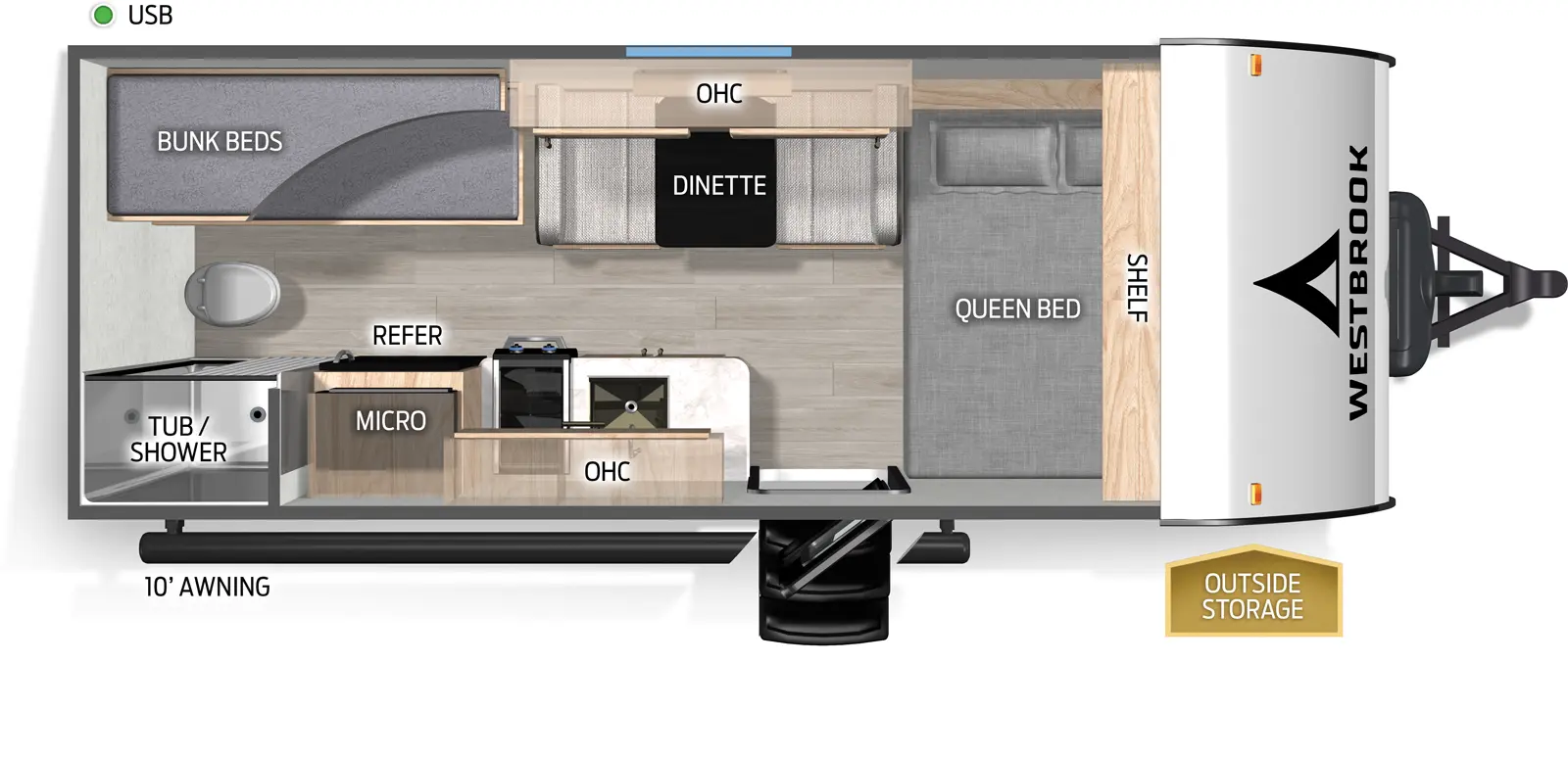2026 Westbrook 16CC Floorplan - Forest River RV