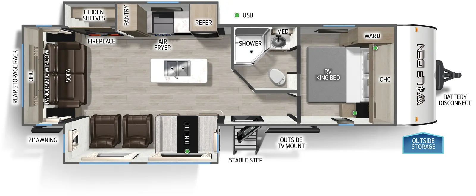 2026 Cherokee Wolf Den 273XLK Floorplan - Forest River RV