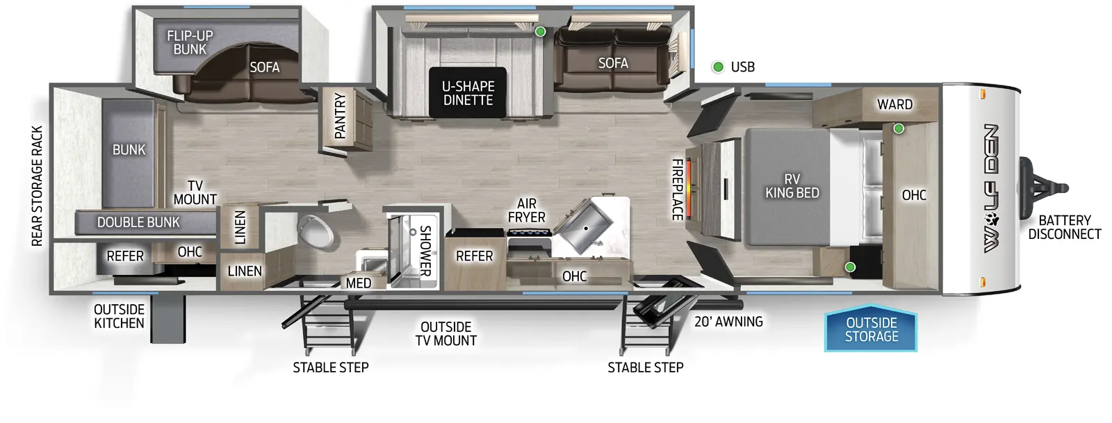 2026 Cherokee Wolf Den 301BH Floorplan - Forest River RV