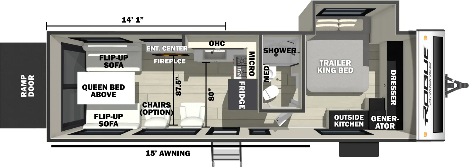 2026 Cherokee Rogue Armored Travel Trailers 25L141 Floorplan - Forest ...