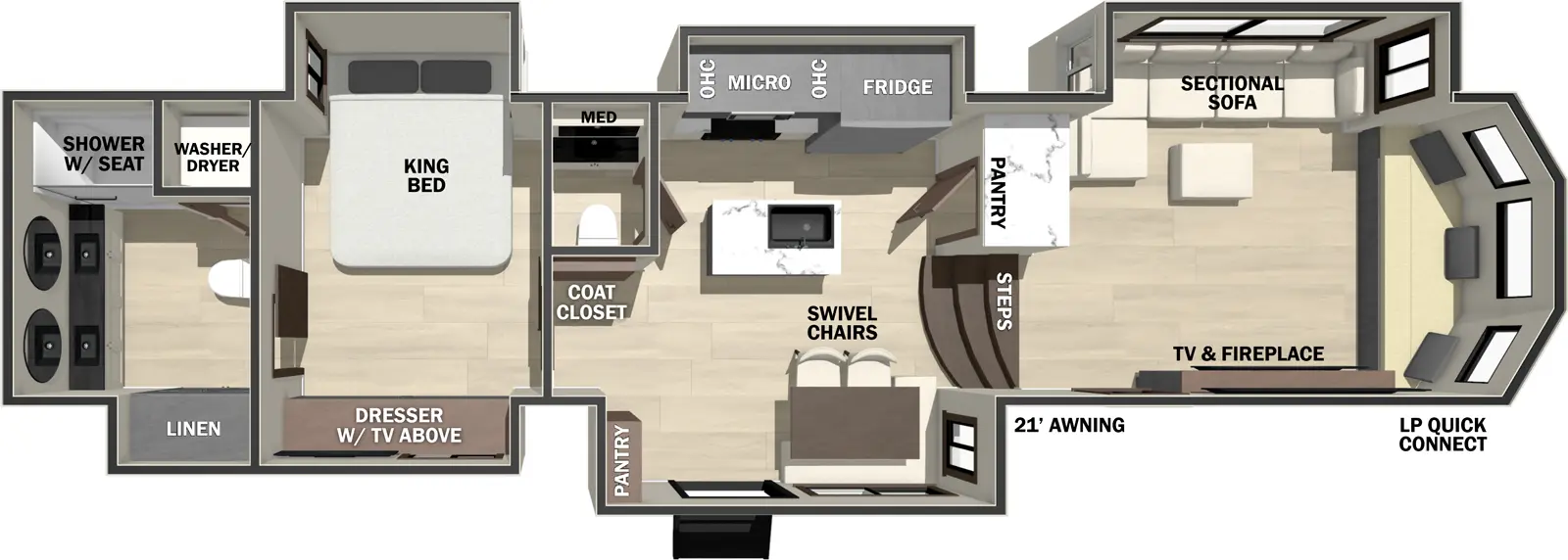 2026 Cedar Creek Cottage Fifth Wheels 413FWC Floorplan - Forest River RV