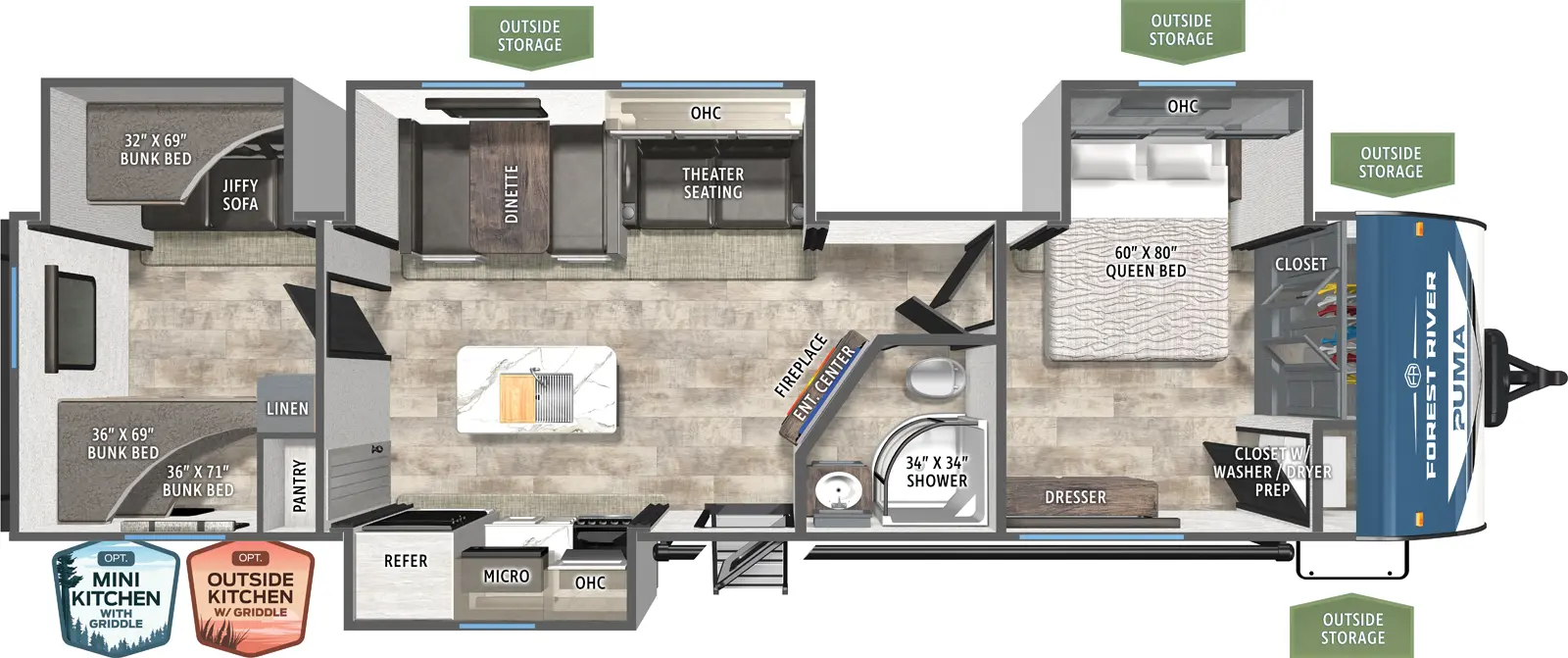 2026 Puma 32BHFS Floorplan - Forest River RV