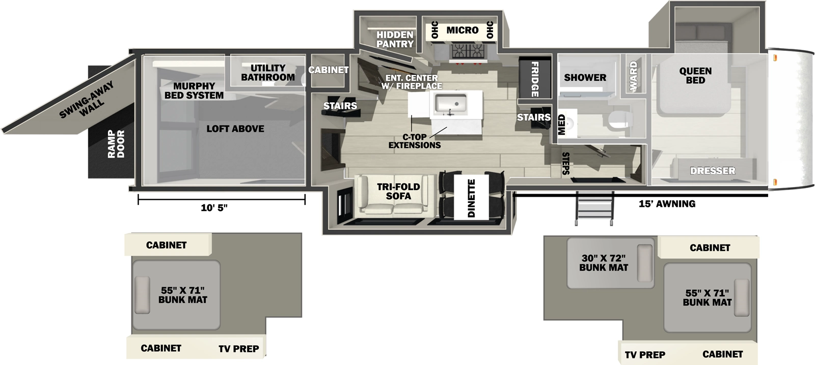 2026 Cherokee Wolf Pack 397STAY Floorplan - Forest River RV